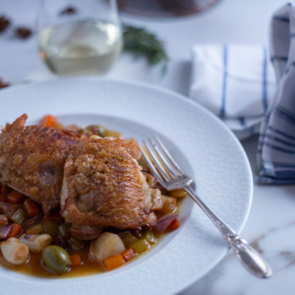 Giovanni's Pan-Braised Chicken Thighs - Intuitive Gourmet